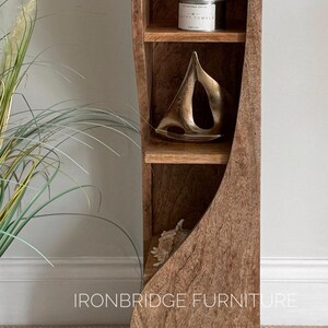 Slim Twisted Solid Mango Wood Bookcase 90cm High X 20cm Deep X 20cm ...