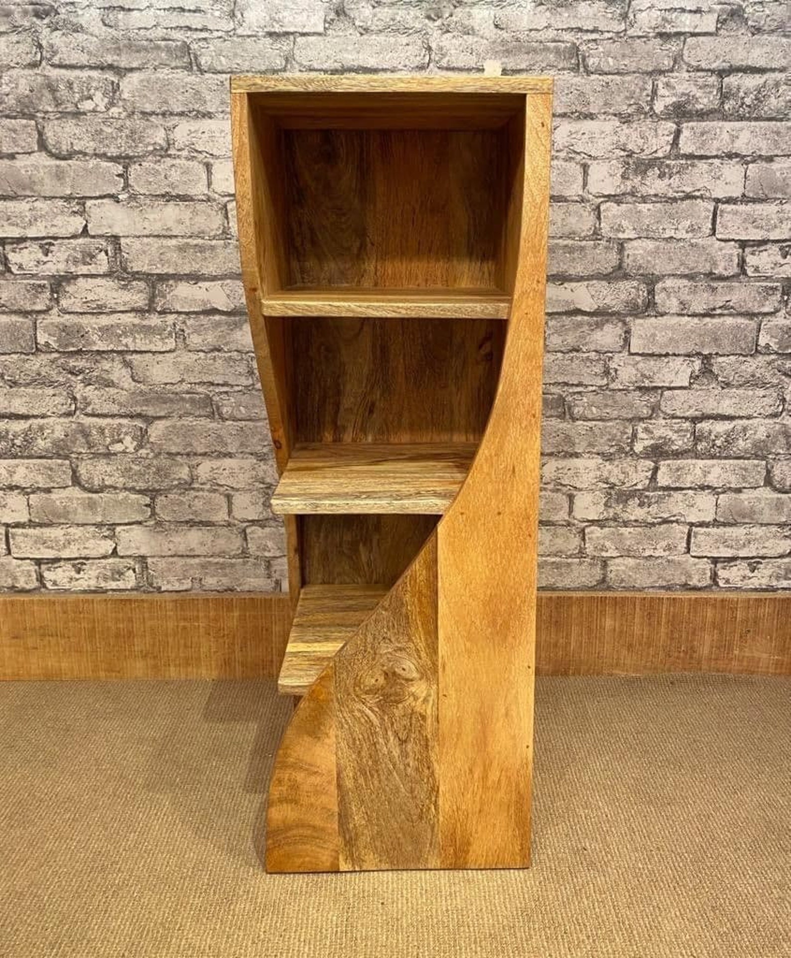 Mantis Solid Natural Mango Wood Twisted Bookcase 90cm High X - Etsy UK