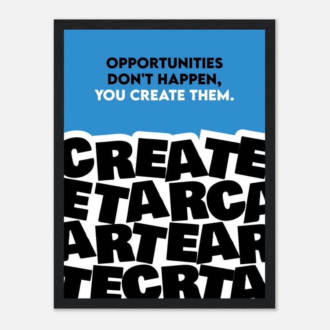 Opportunity Motivational Wooden Framed Poster Inspiring Entrepreneurial ...