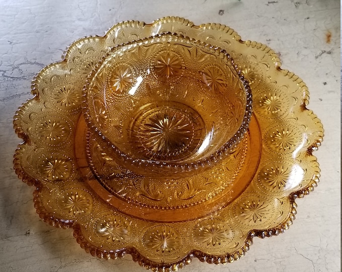 Indiana Glass-whitehall Cubist Pattern No. 521 Vintage 1960s-clear; 3 ...