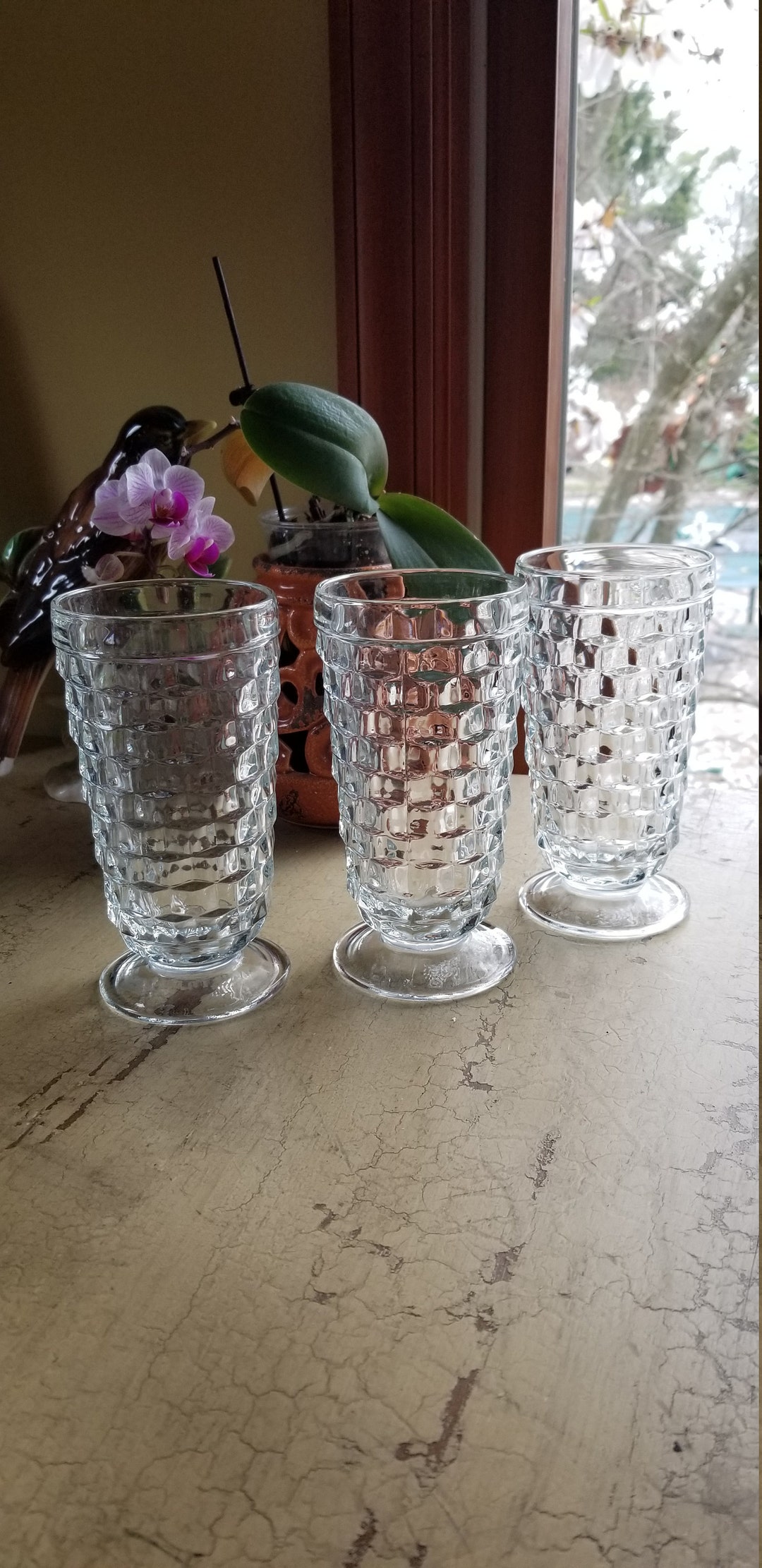 Indiana Glass-whitehall Cubist Pattern No. 521 Vintage 1960s-clear; 3 ...