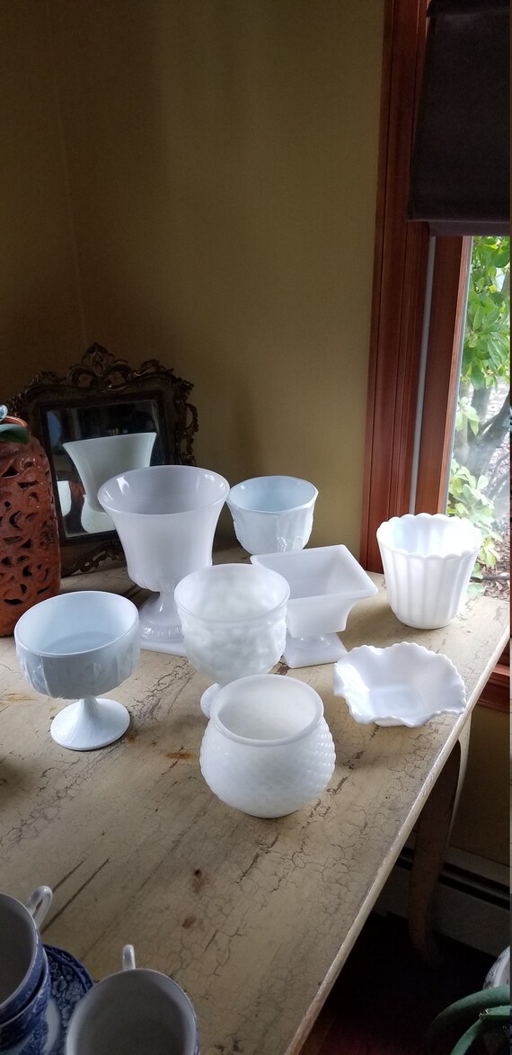 Vintage Milk Glass Various Pieces Footed bowls Urn Bowls | Etsy