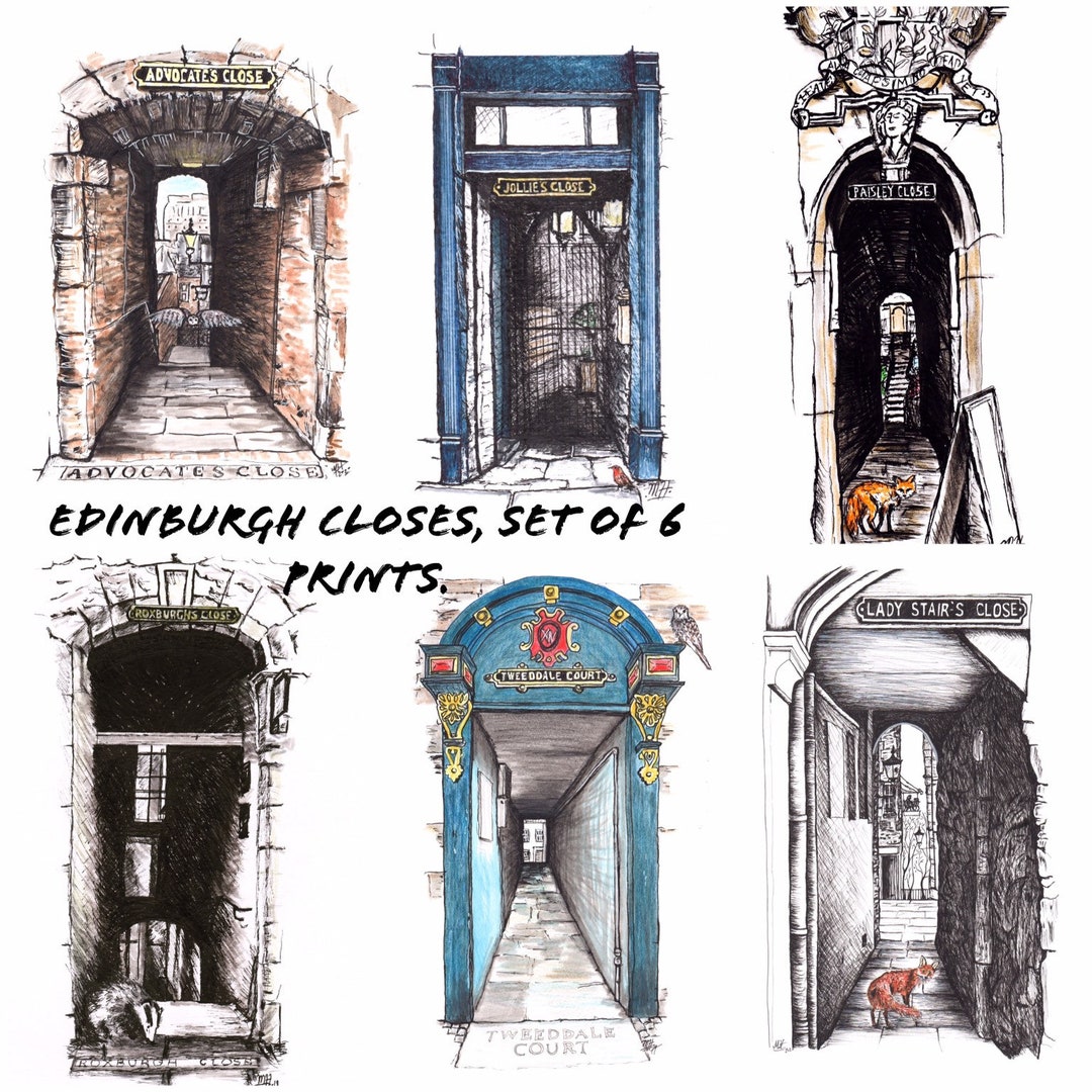 Edinburgh Closes, Wall Decor Set of 6, Edinburgh Prints Set, Prints ...