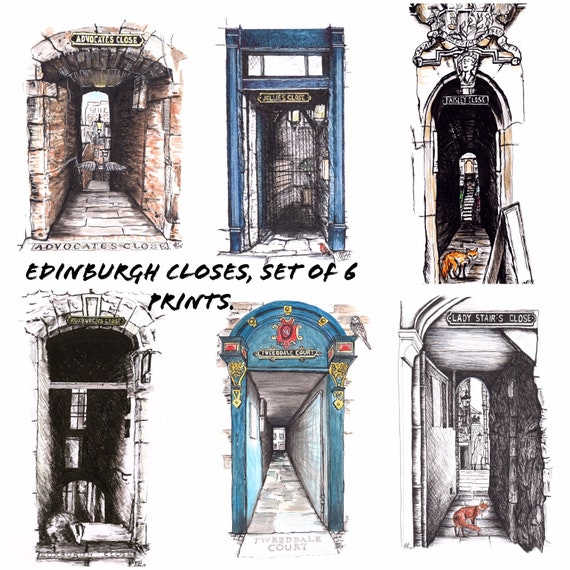 Edinburgh Closes Wall Decor Set of 6 Edinburgh Prints Set | Etsy