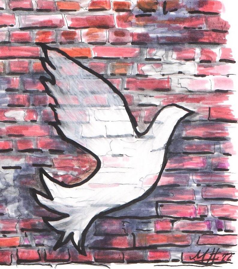 Dove Graffiti Freedom Dove of Freedom Chalk Wall Art - Etsy