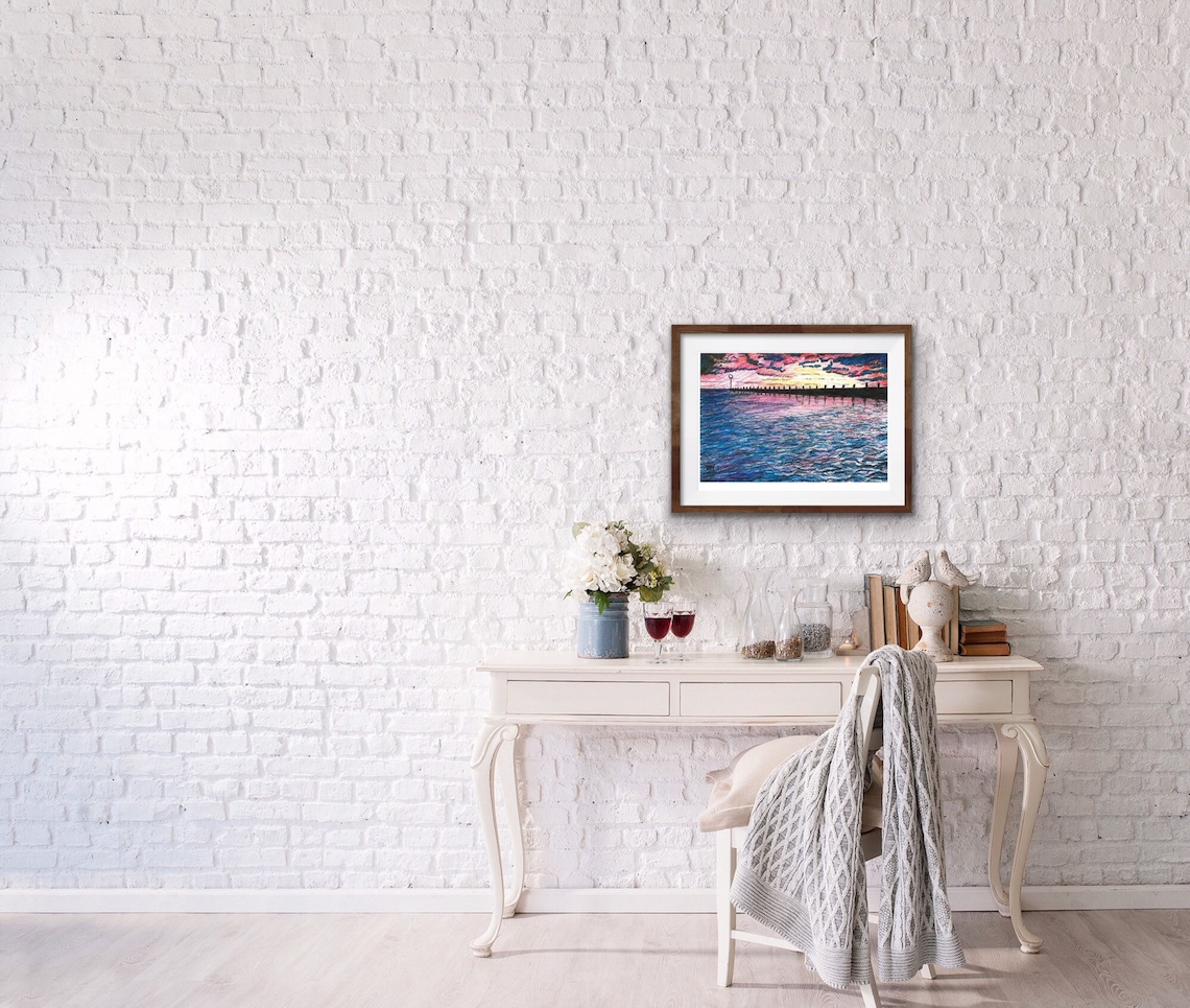 Portobello Beach Sunrise-ink Drawing-illustration-edinburgh - Etsy UK