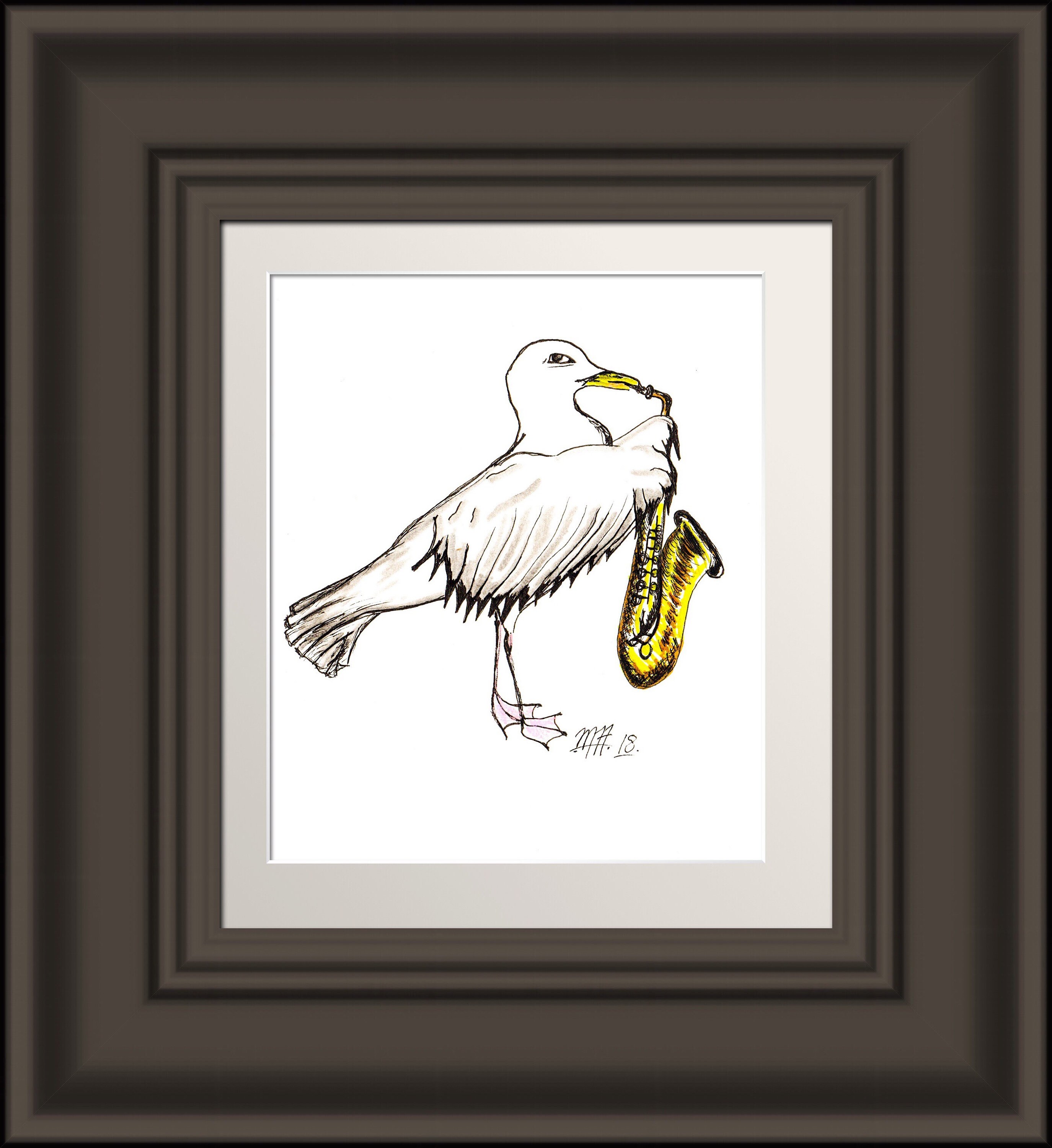 Seagull plays the saxophone | Etsy