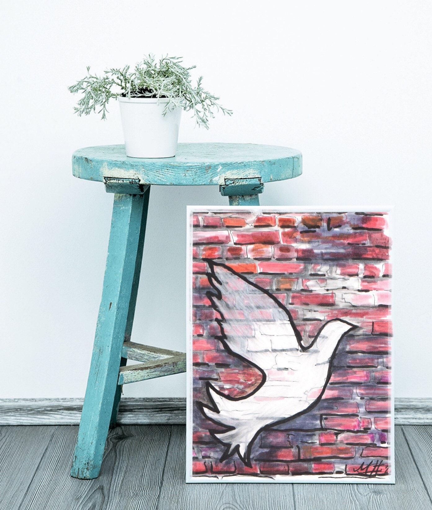 Dove graffiti freedom dove of freedom chalk wall art | Etsy