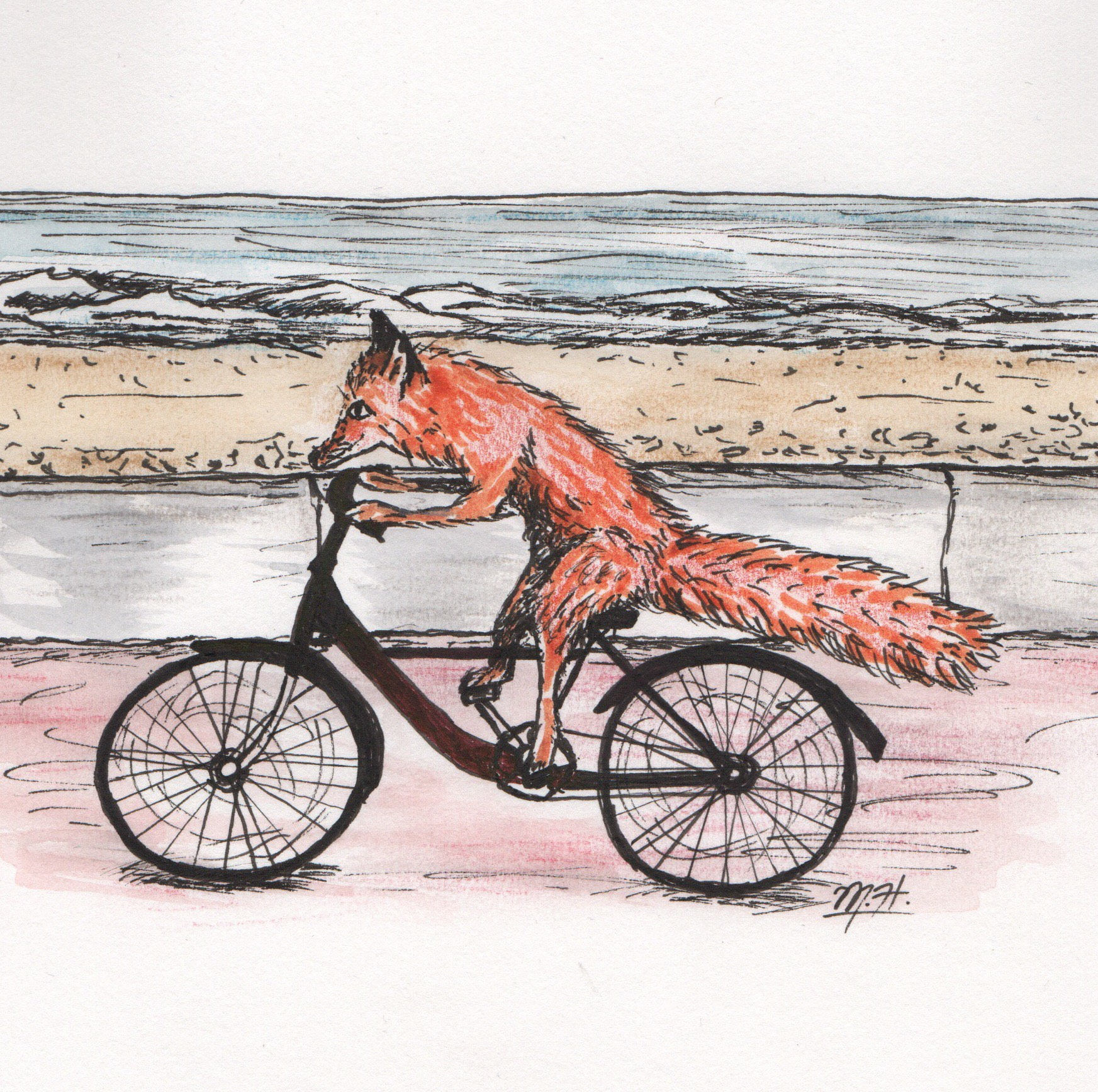 The Bike Thief Edinburgh Inky Fox - Etsy