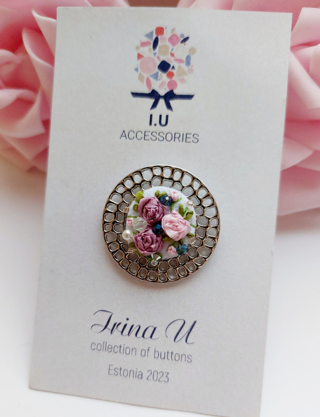 Dorset Buttons, a Bunch of Roses 3 Cm, Collector's Gift, Flowers,gift ...