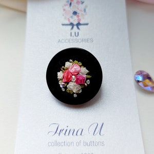 Rose, Designer Button, Handmade Button, Studio Button, Unique Button ...