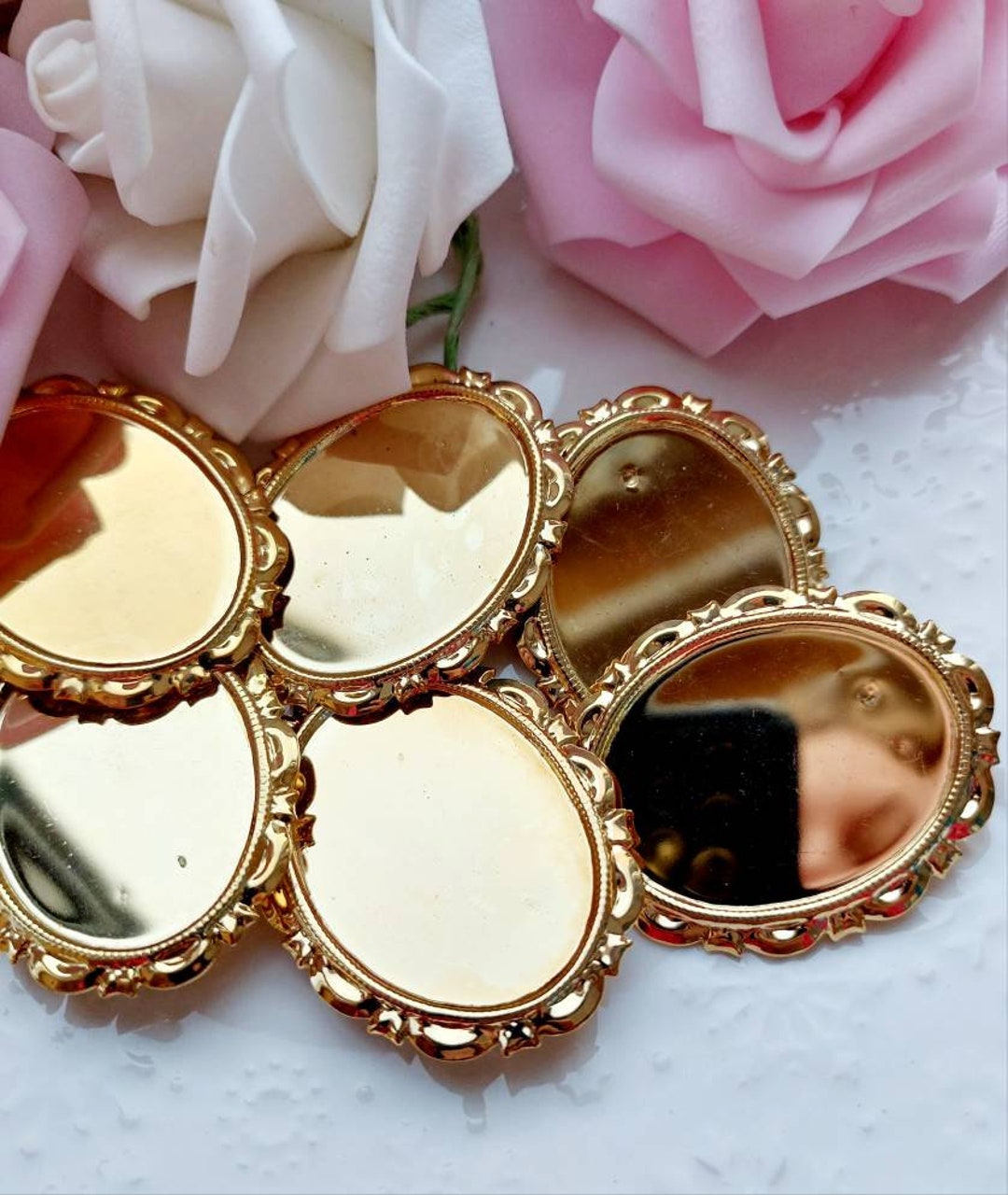 Lot of 6 Full Pin Settings Brooch Buttons Scarf Clip Brooch Set Empty ...