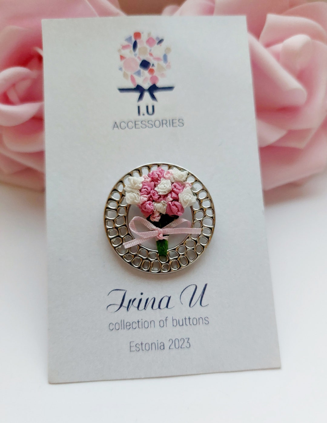 Dorset Buttons, a Bunch of Roses 3 Cm, Collector's Gift, Flowers,gift ...