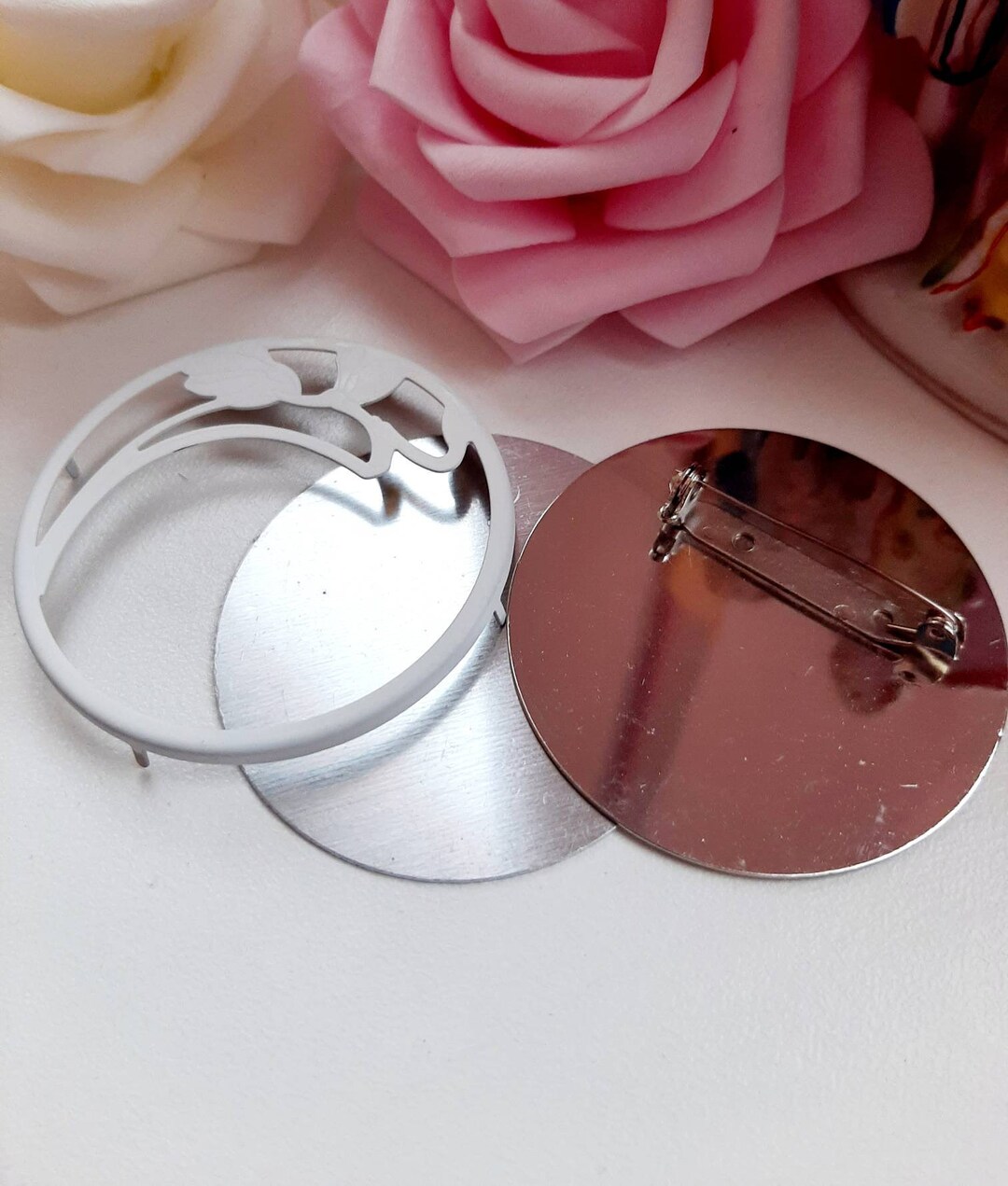 Lot of 10 Full Pin Craft Kit Setting Frame Brooch Handmade Gift for Her ...