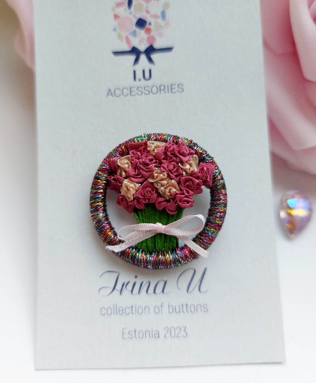 Dorset Buttons, a Bunch of Roses 3,5 Cm, Collector's Gift, Flowers,gift ...