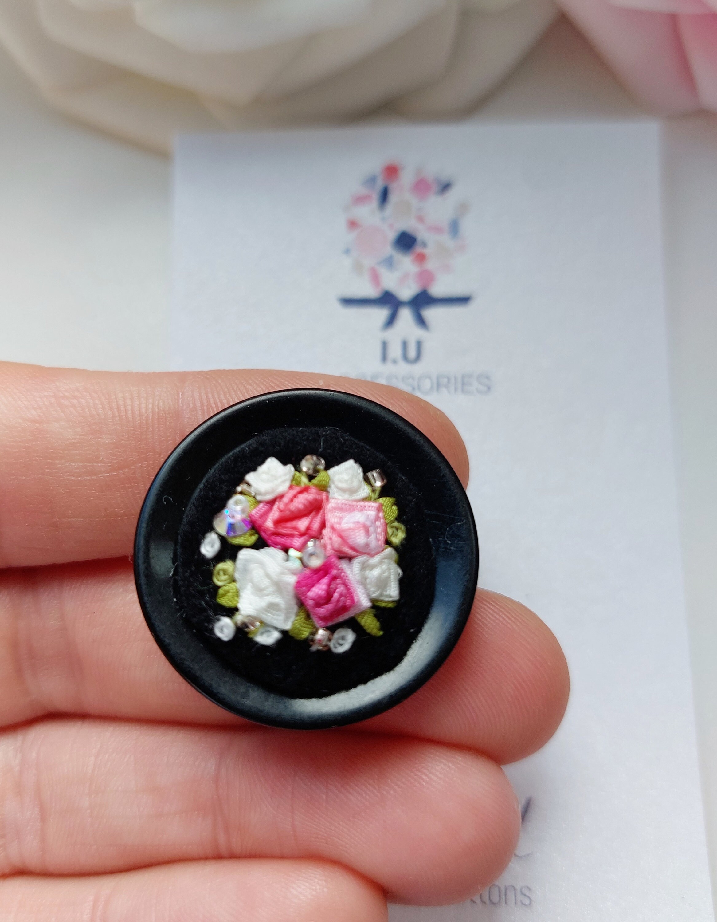 Rose, Designer Button, Handmade Button, Studio Button, Unique Button ...