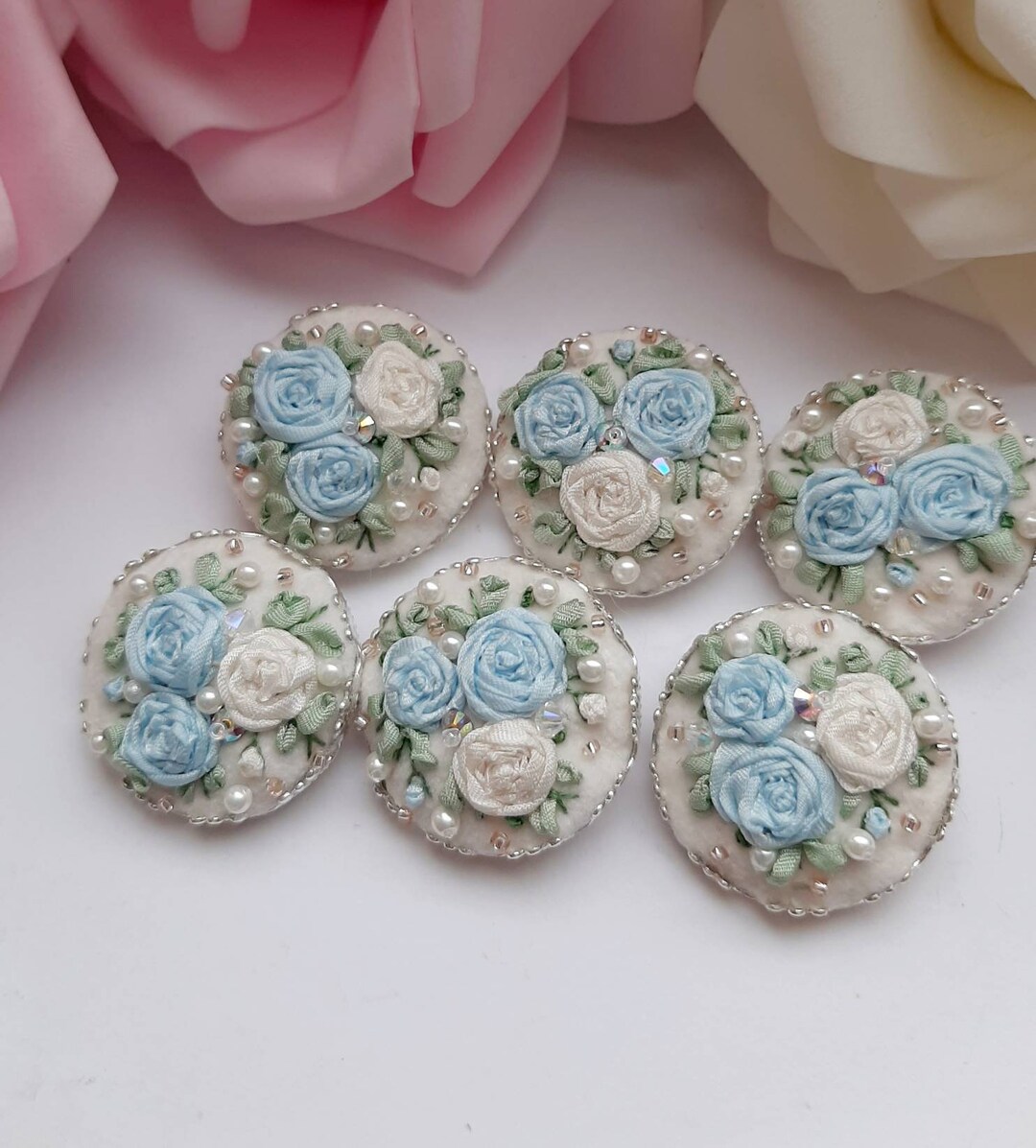 Vintage Style Buttons 6 Pc Buttons With Embroidery Set Custom ...