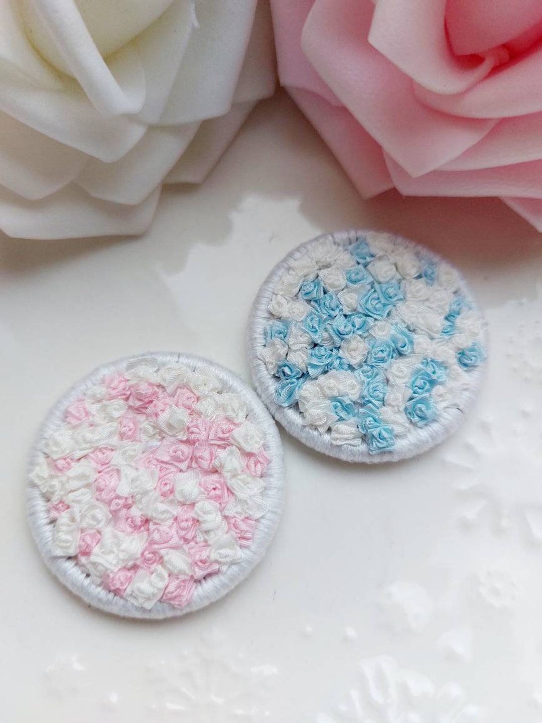 Set of Dorset Buttons, a Bunch of Roses 1.57 Inch/ 4cm Embroidery ...