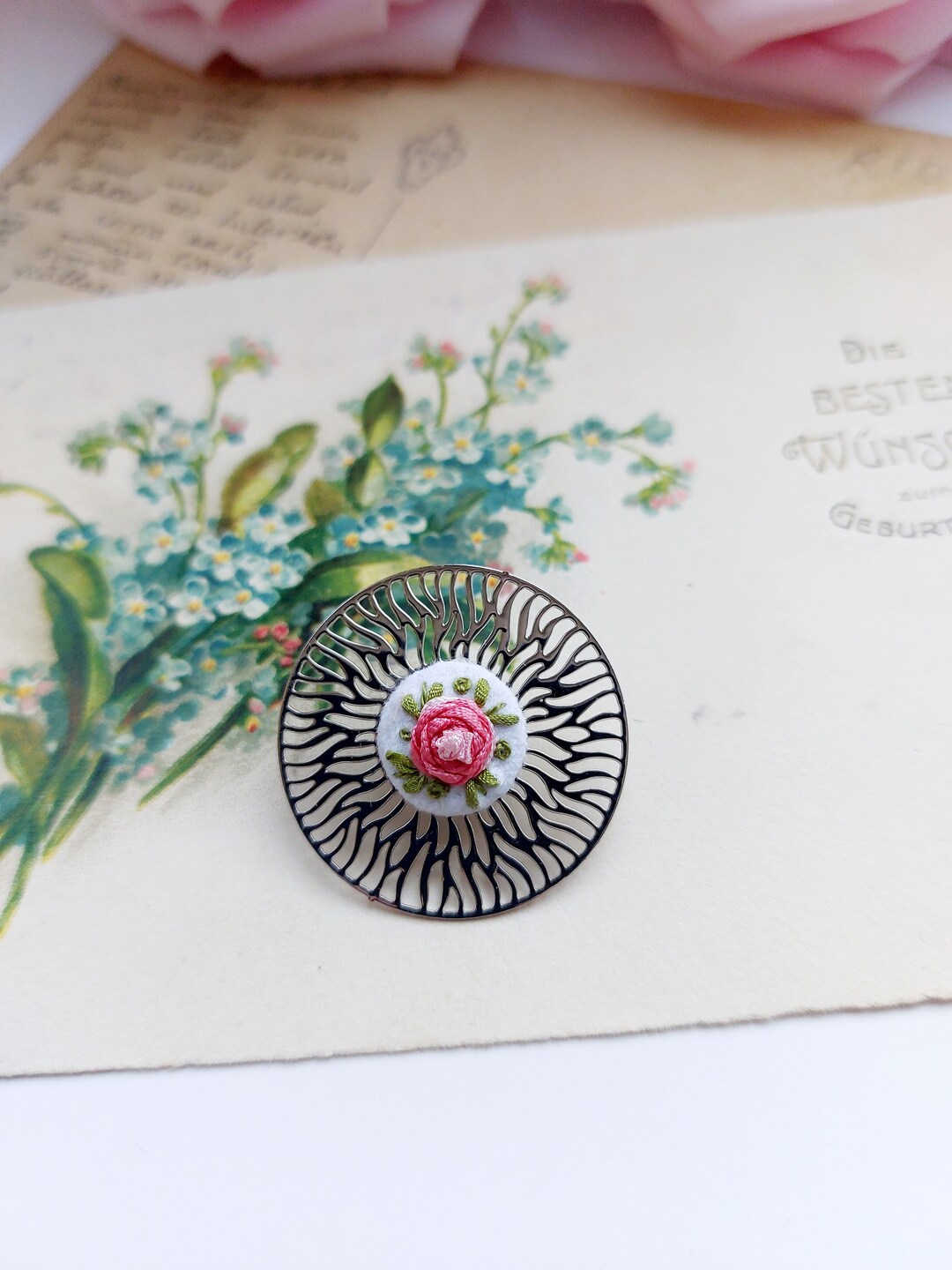 Dorset Buttons, a Bunch of Roses 3 Cm, Collector's Gift, Flowers,gift ...