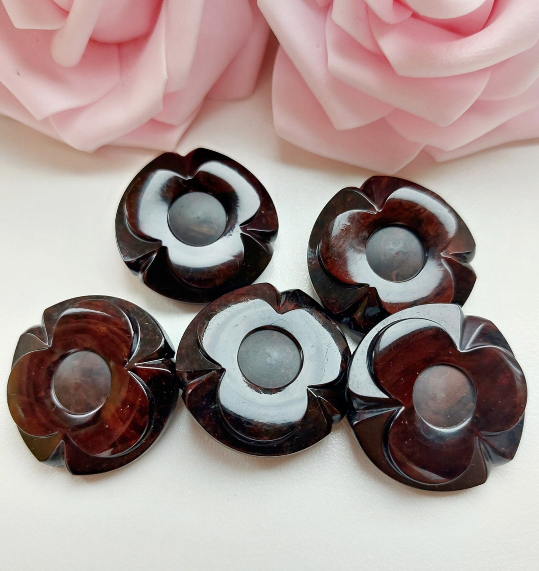 5 Pc Vintage Finish SARVIS Buttons, Cute Flower Buttons, Plastic ...
