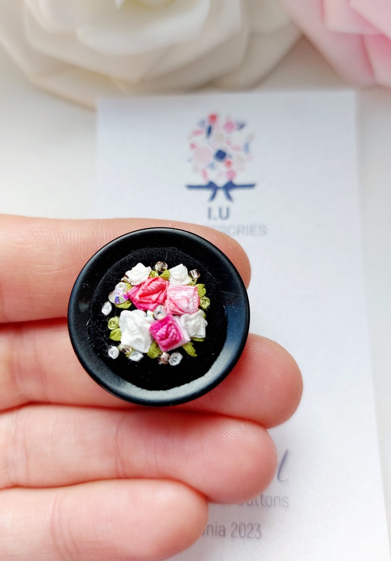 Rose, Designer Button, Handmade Button, Studio Button, Unique Button ...