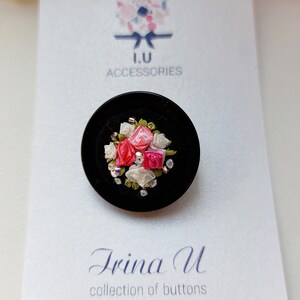 Rose, Designer Button, Handmade Button, Studio Button, Unique Button ...