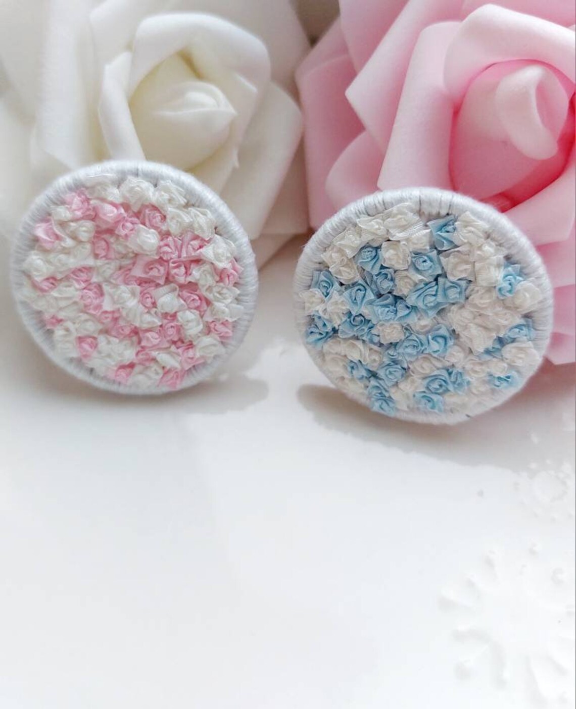 Set of Dorset Buttons, a Bunch of Roses 1.57 Inch/ 4cm Embroidery ...