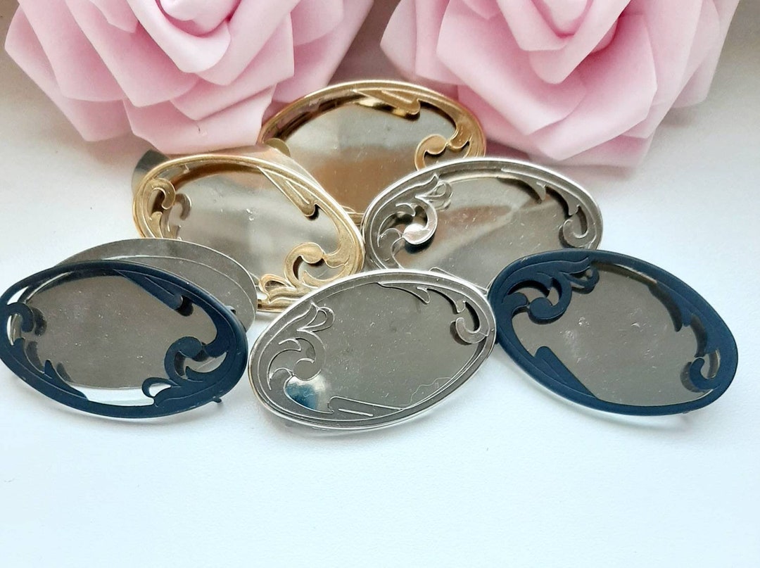 Lot of 6 Pin Settings DIY Brooch Kit Flower Pin Frame Brooch Handmade ...