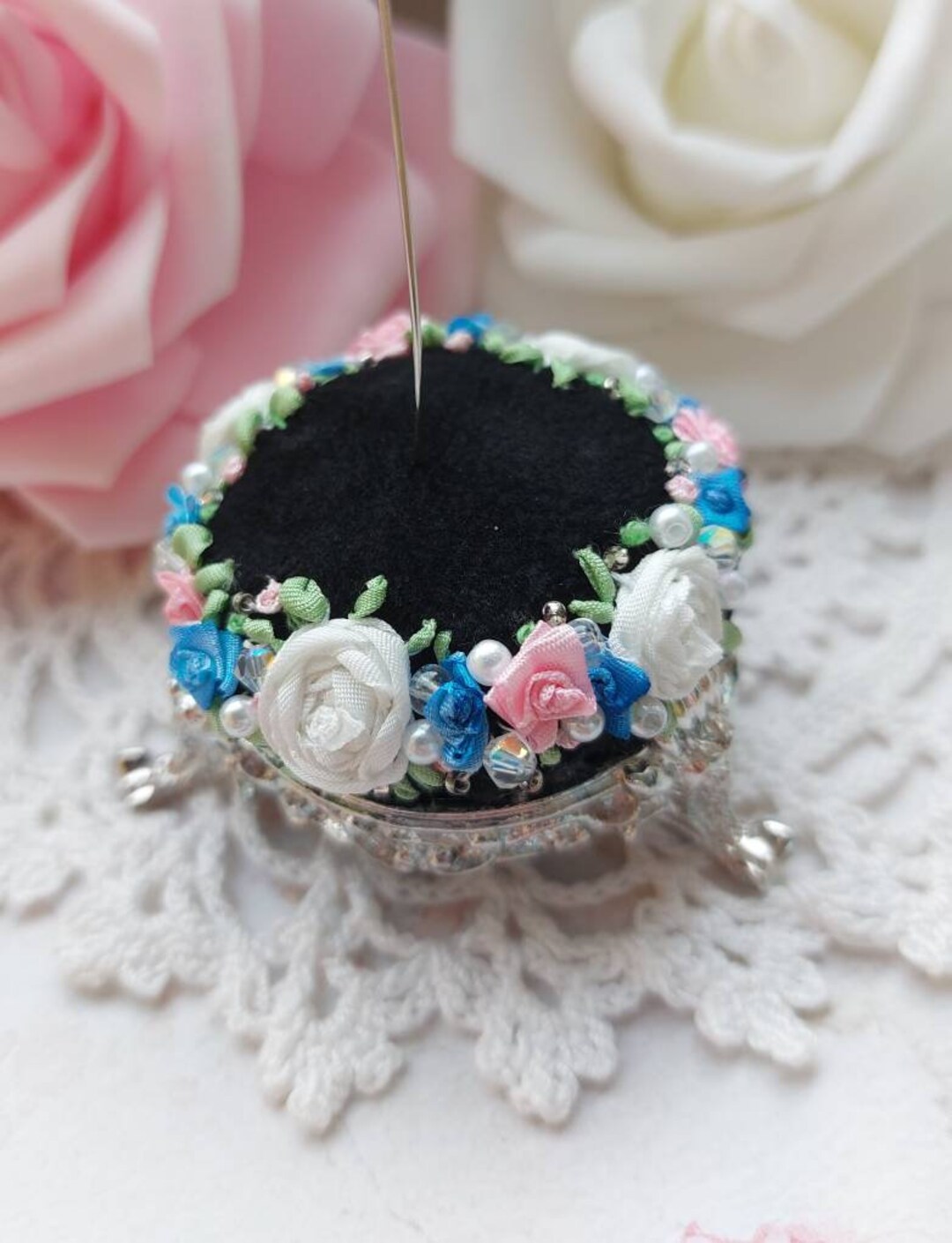 Mini Sewing Pin Cushion, Rococo Style, Special Gift for Knitter, Retro ...