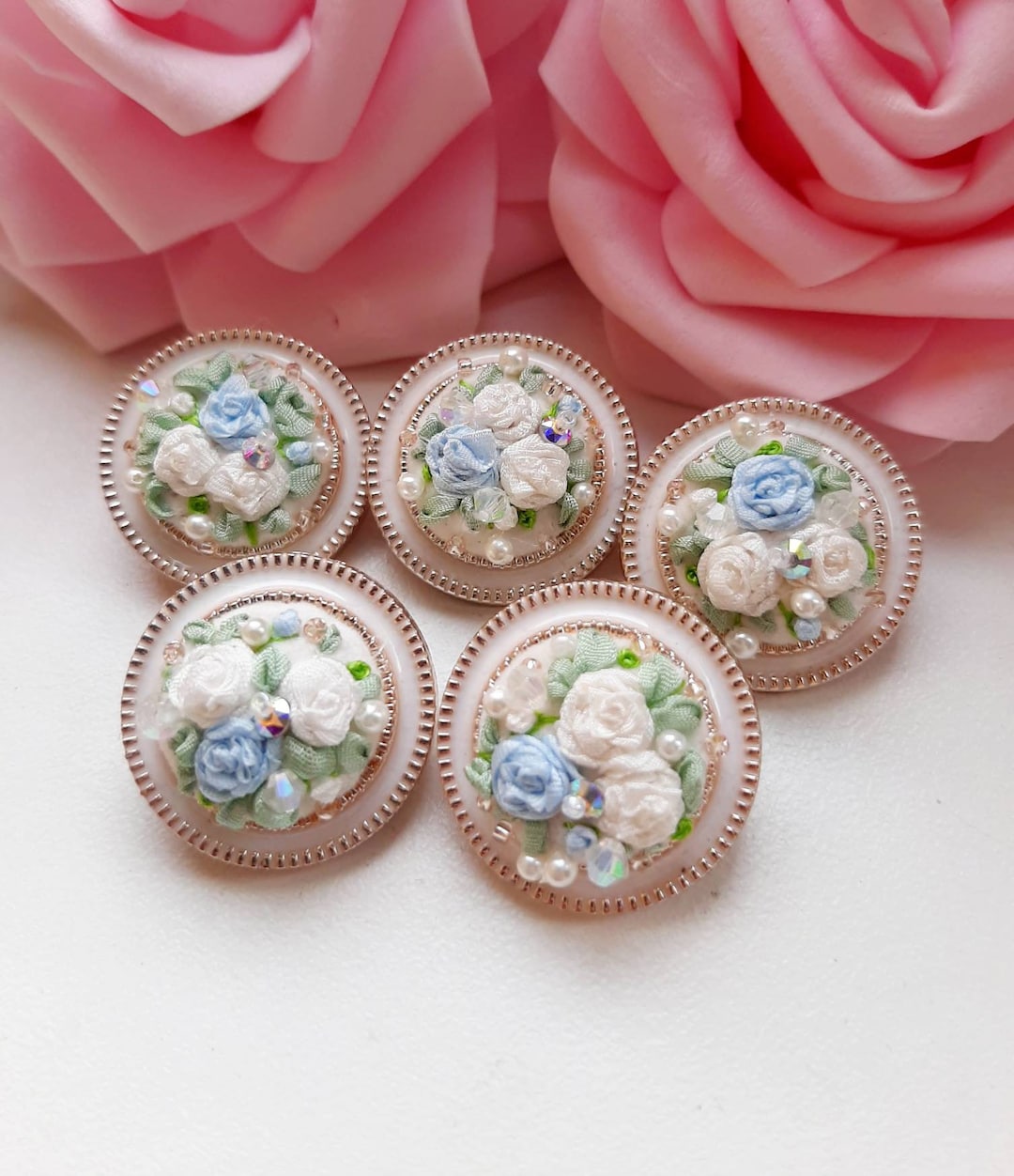 Vintage Style Buttons 5 Pc Buttons With Embroidery Set Custom ...