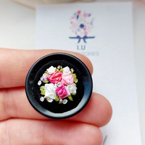Rose, Designer Button, Handmade Button, Studio Button, Unique Button ...
