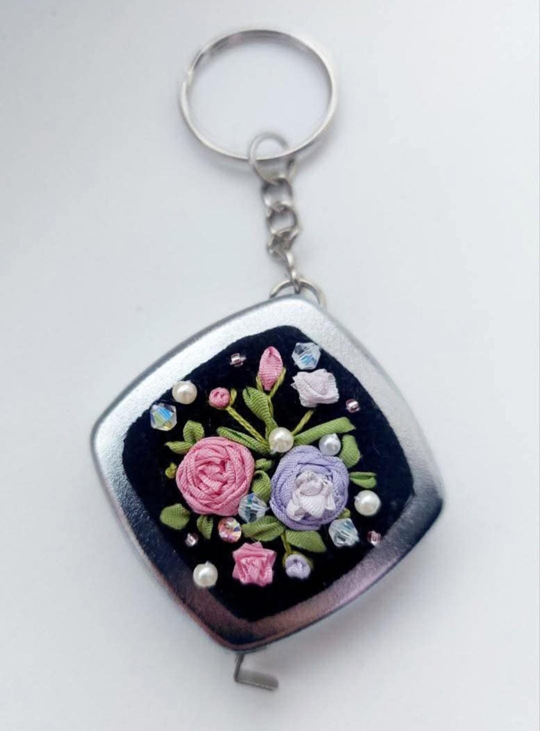 Keychain Measuring Tape With Embroidery. Unique Handcrafted Keychain ...