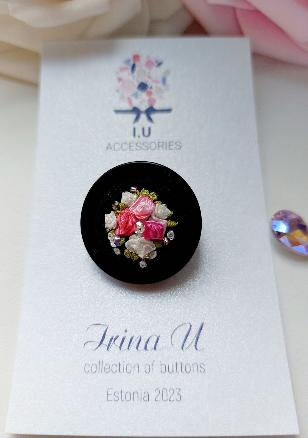 Rose, Designer Button, Handmade Button, Studio Button, Unique Button ...