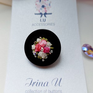 Rose, Designer Button, Handmade Button, Studio Button, Unique Button ...