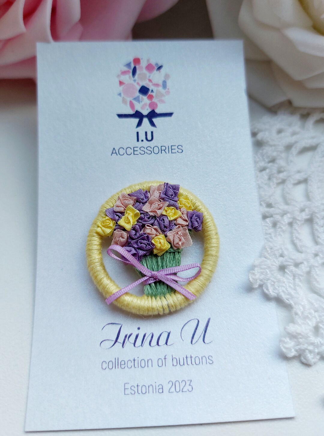Dorset Buttons, a Bunch of Roses 3,5 Cm, Collector's Gift, Flowers,gift ...