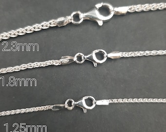 3,5mm Braided Wheat Style Chains for Pendants in Multiple Sizes, 925 ...