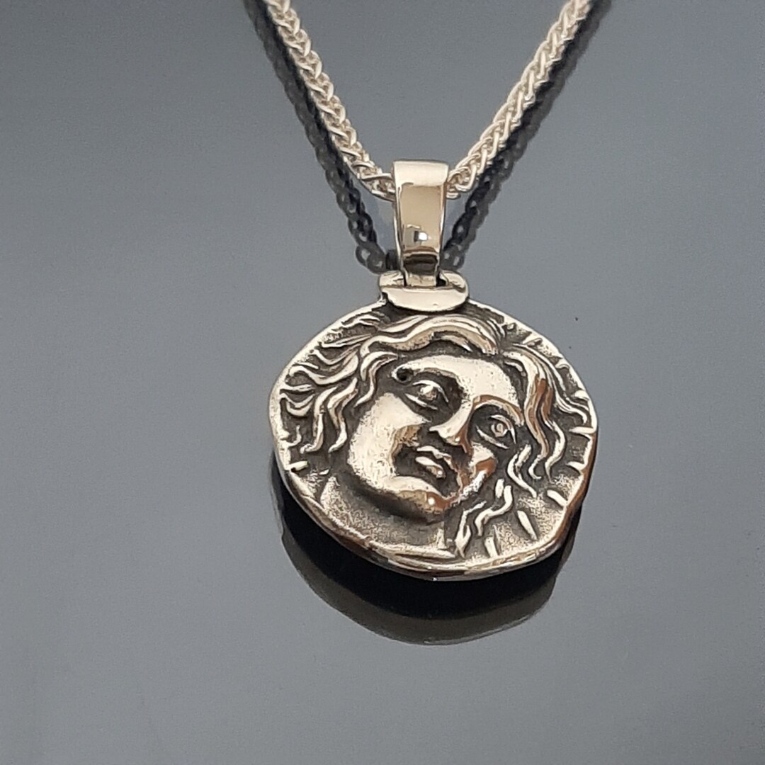 Sterling Silver Helios Coin Necklace: Rhodes Rose, Greek Mythology - Etsy