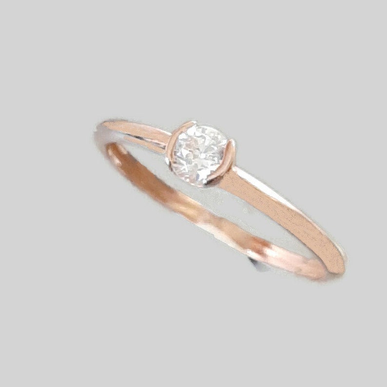 Pink Gold Love Color Ring Solitaire Gold Ring Woman Gift - Etsy