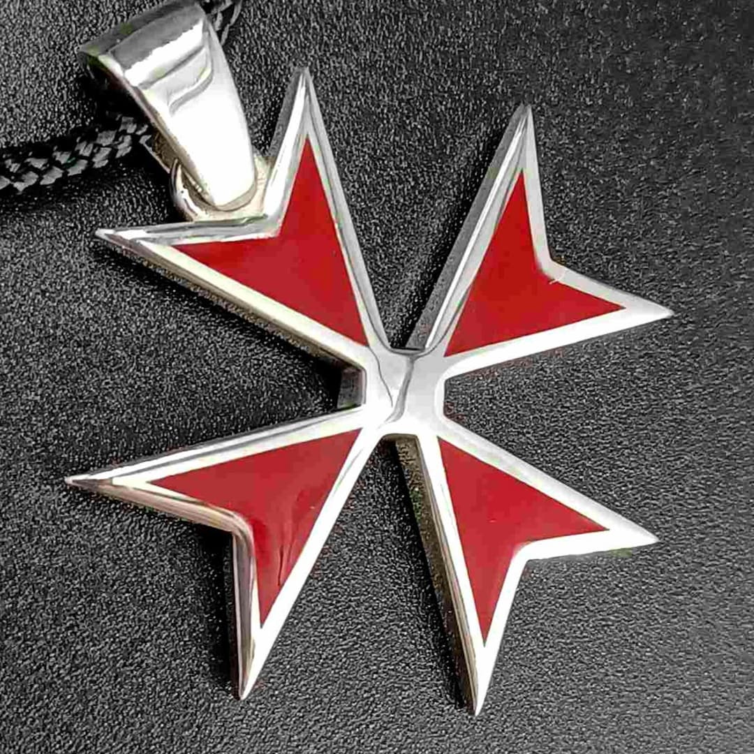 Handcrafted Sterling Silver Templar Red Cross Pendant Necklace, Masonic ...