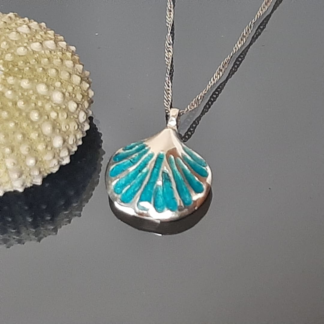 Opal Blue Shell Necklace: Sterling Silver Sea Animal Pendant - Etsy