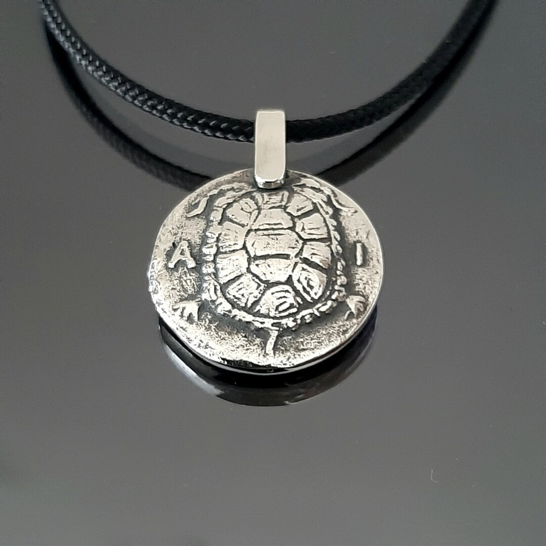 Sterling Silver Turtle Coin Necklace: Ancient Greek Aigina Replica - Etsy