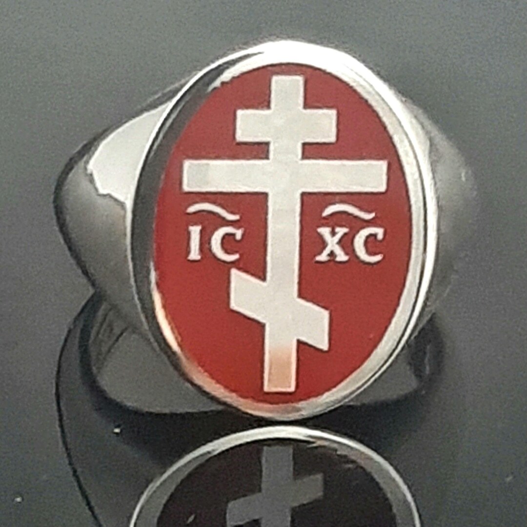 Red Enamel Cross Ring: Sterling Silver Chevalier, Religious Jewelry - Etsy