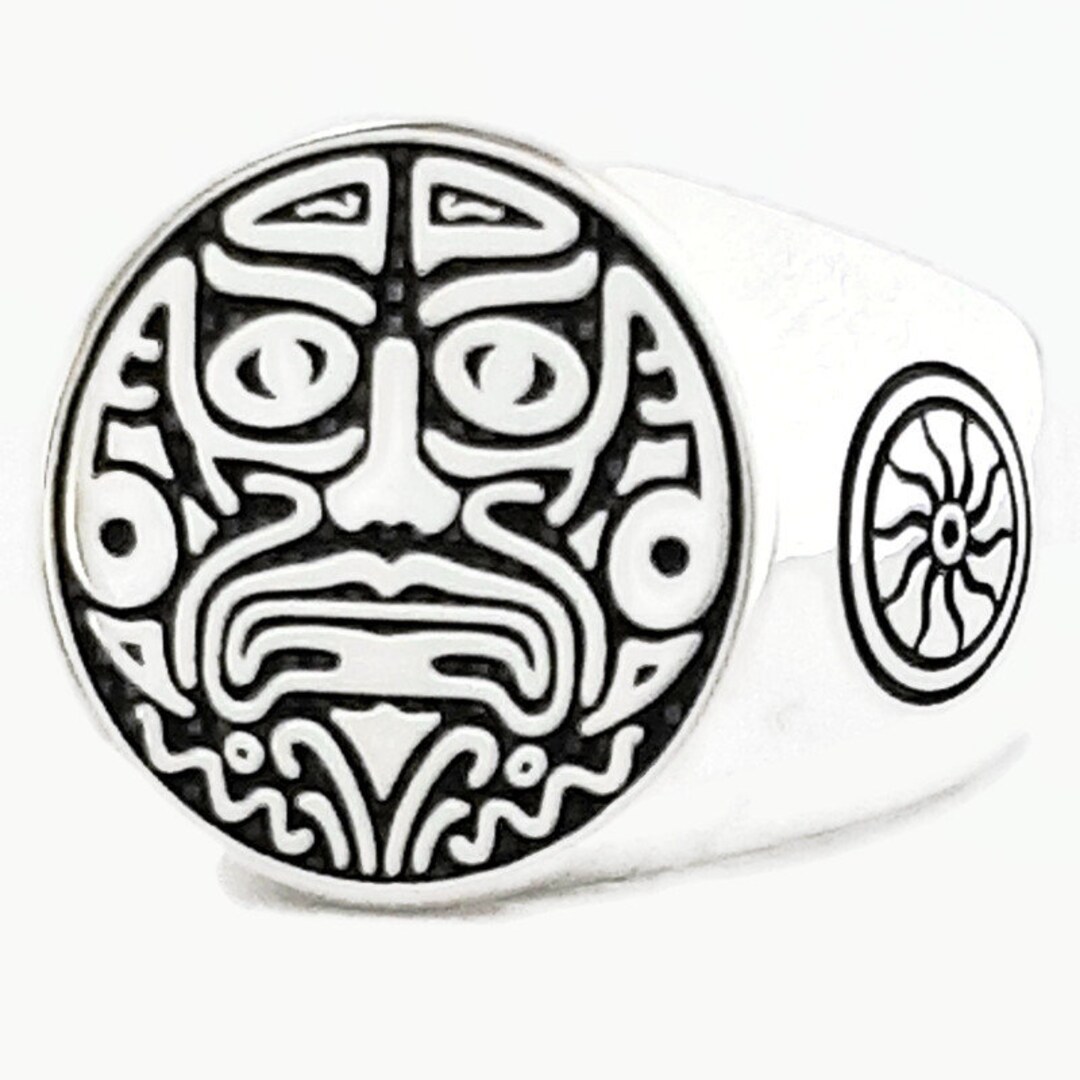 Aztec Sun Face Ring, 925 Solid Silver Ring , Men's Silver Ring, Old ...