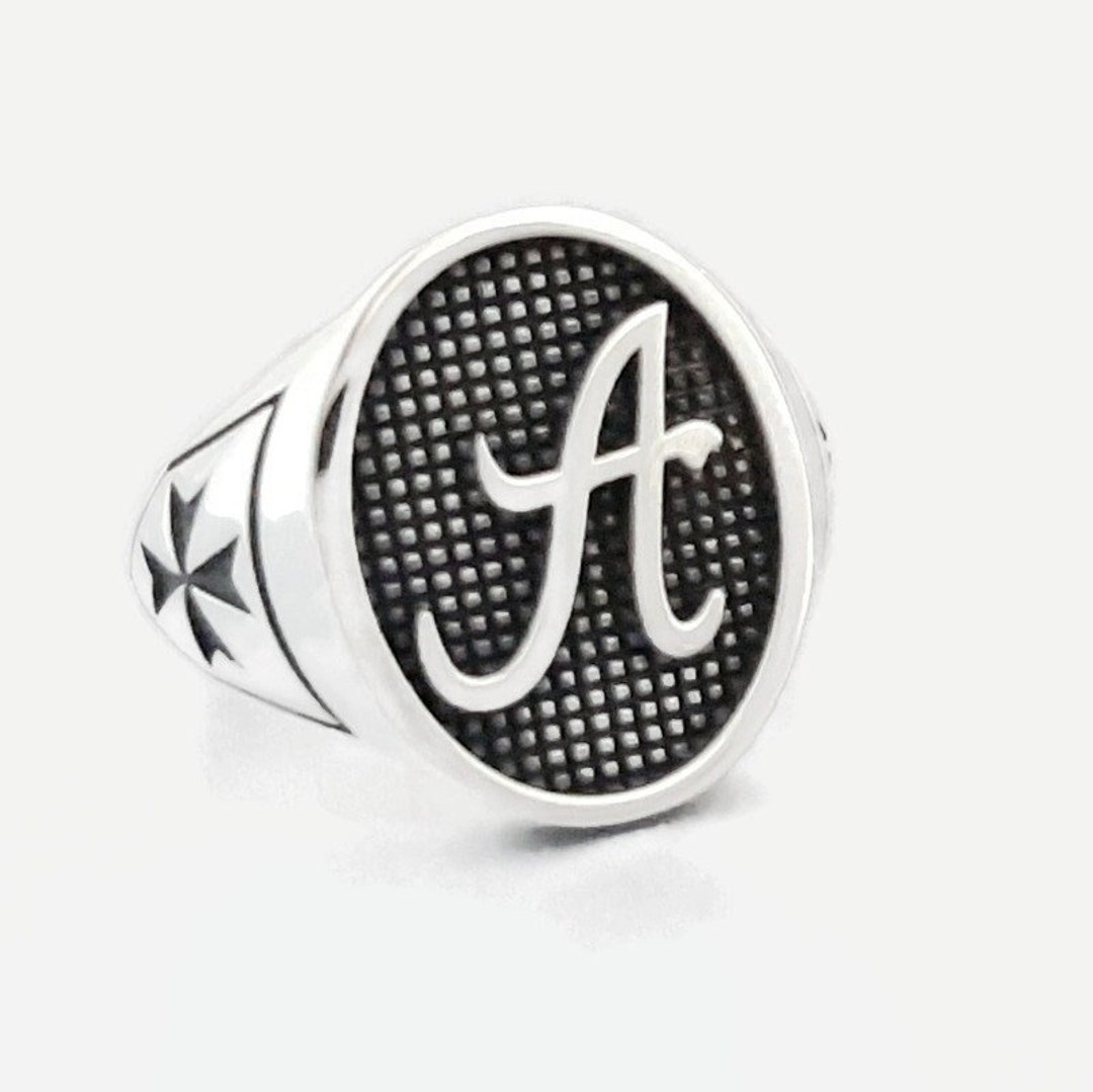 Family Crest Sterling Silver Signet Ring, a Handcrafted Gothic Letter ...