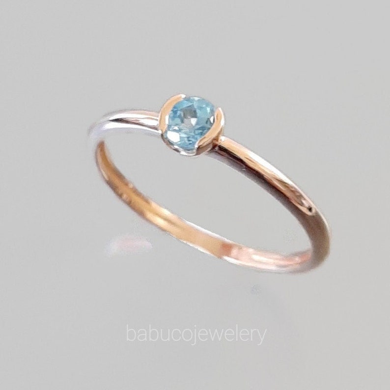Pink Gold Love Color Ring Solitaire Gold Ring Woman Gift - Etsy