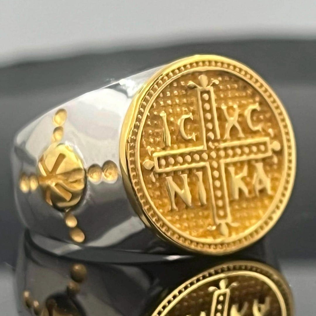Byzantine IC XC NIKA Sterling Silver Ring: Christian Cross Chevalier ...