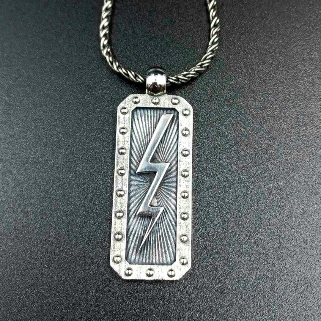 Oxidized Sterling Silver Thunder Pendant: Greek Zeus Power Symbol - Etsy