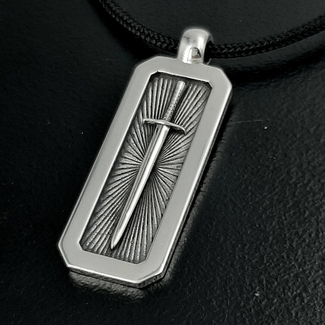 Handmade Sterling Silver Excalibur Sword Pendant: Medieval Men's ...