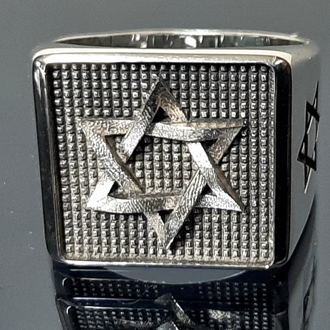 Star of David Square Chevalier Ring, King's David Star Sterling Silver ...