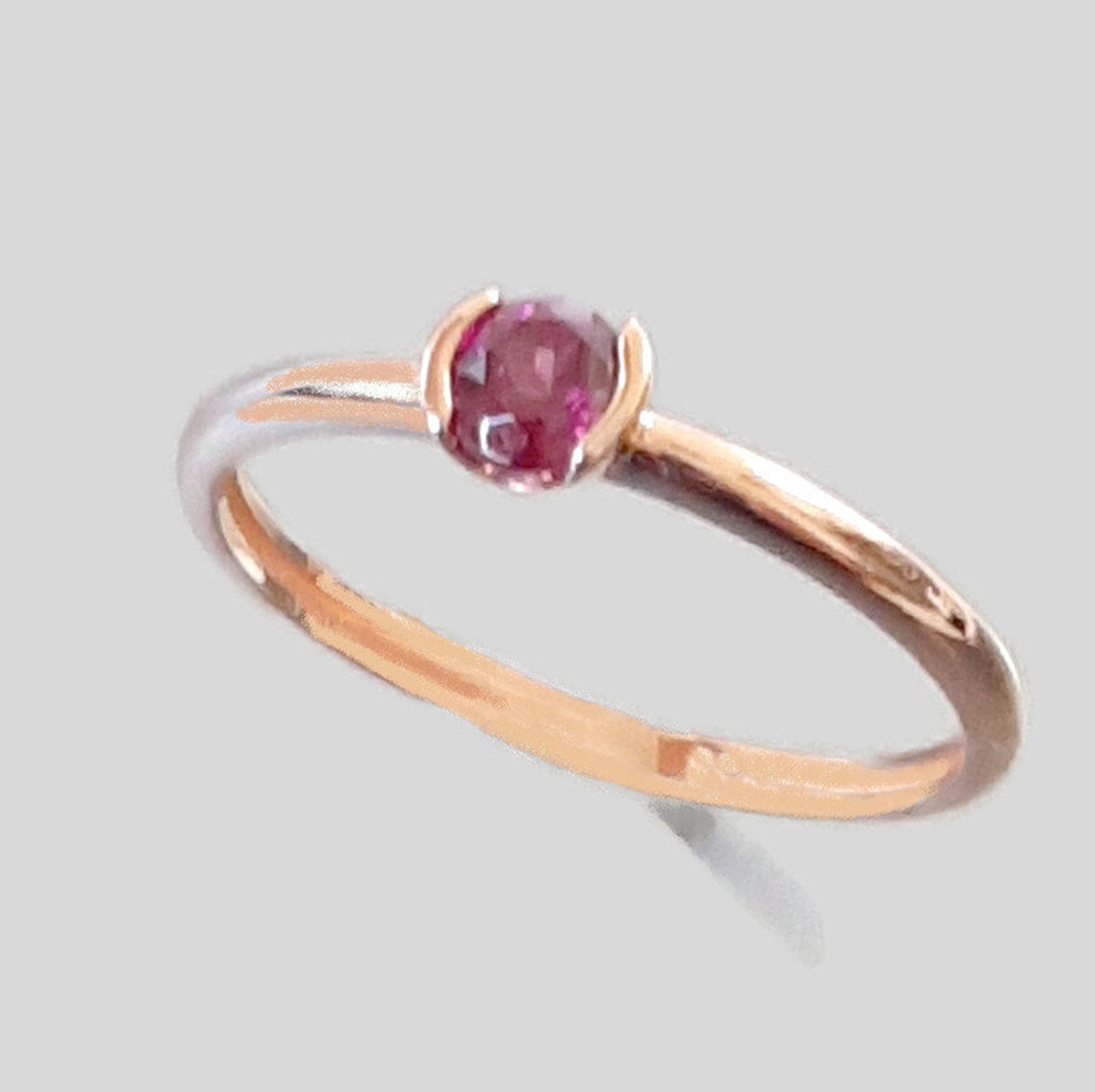 Pink Gold Love Color Ring Solitaire Gold Ring Woman Gift - Etsy